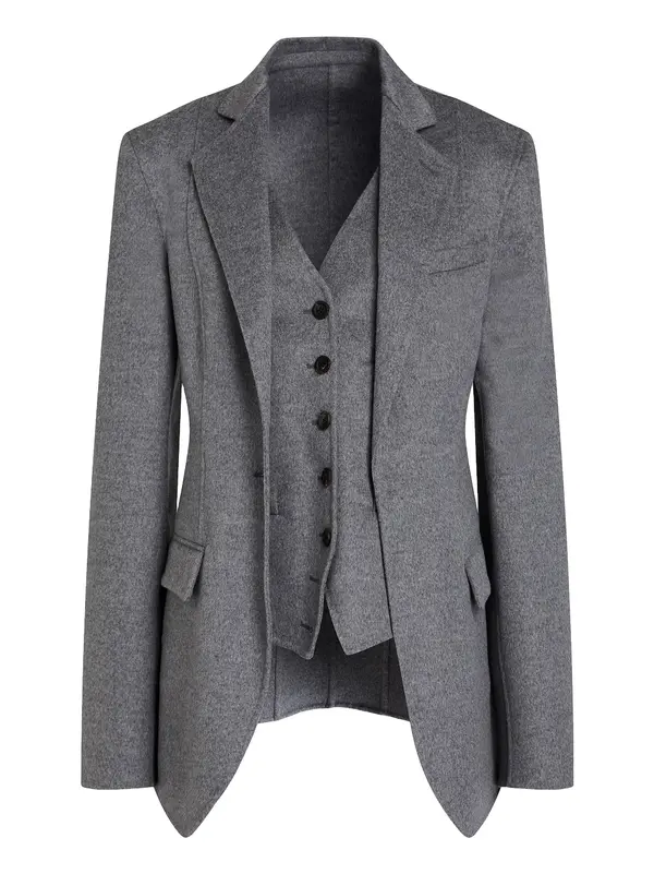 PETER DO Layered Wool And Cashmere-blend Felt Blazer - Gray