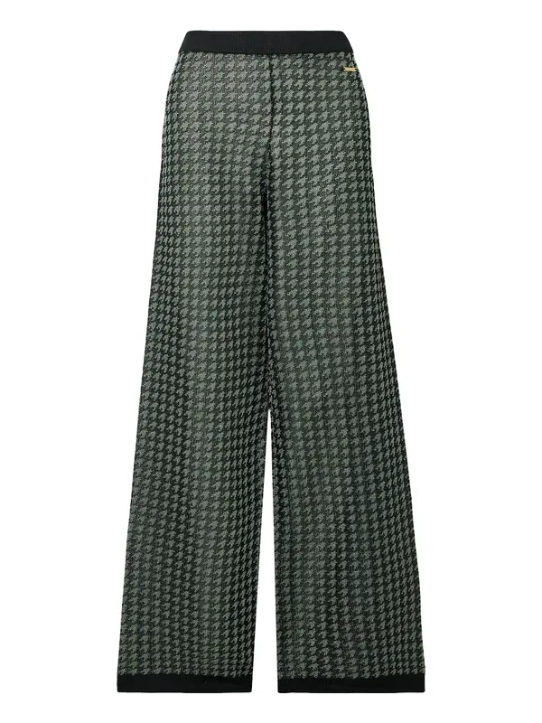 JW Anderson Metallic Houndstooth Jacquard-knit Pants - Black