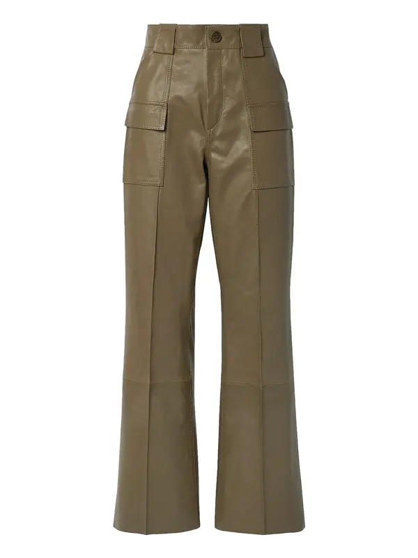 PETAR PETROV Geremy Wide-leg Leather Pants - Army Green