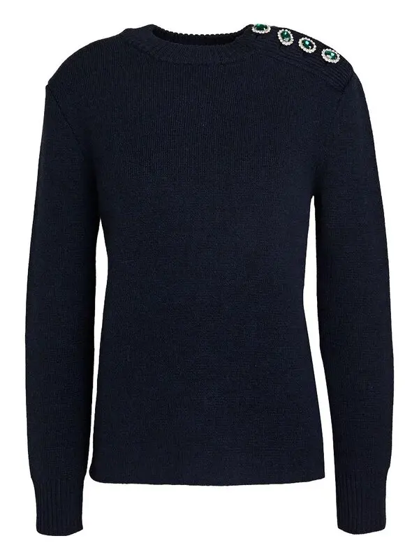 Rabanne Crystal-embellished Wool Sweater - Navy