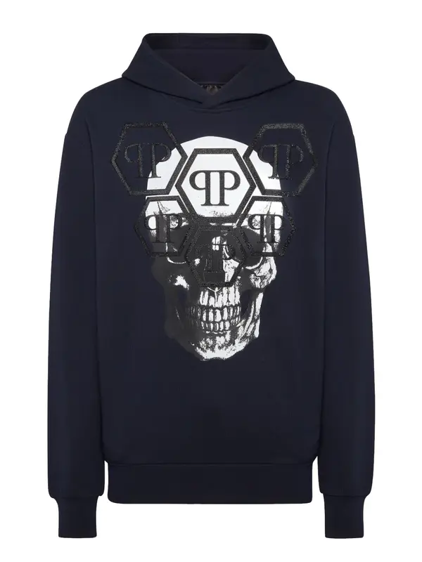 Philipp Plein Skull Long-sleeve Hoodie - Blue