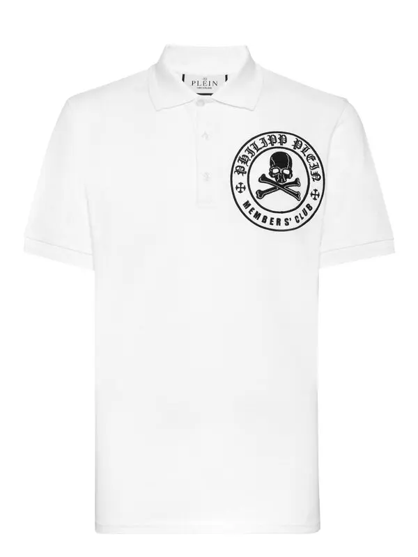 Philipp Plein Skull & Bones Piqué Polo Shirt - White