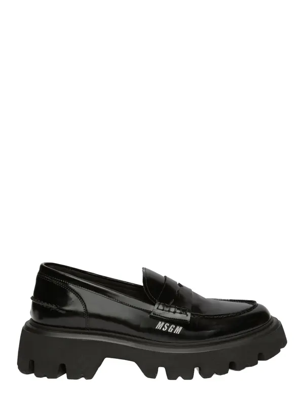 MSGM Leather Penny Loafers - Black