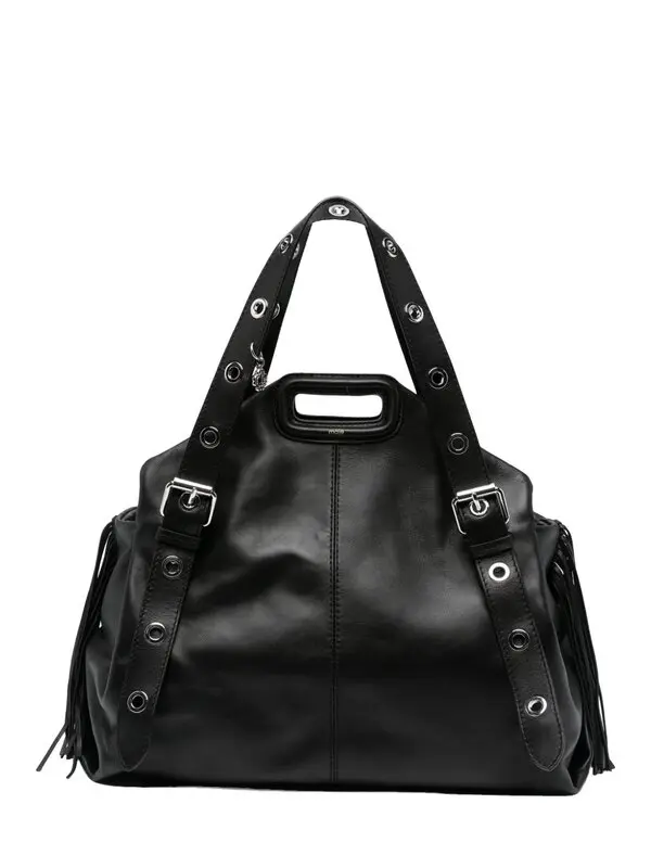 Maje Miss M Xl Leather Shoulder Bag - Black