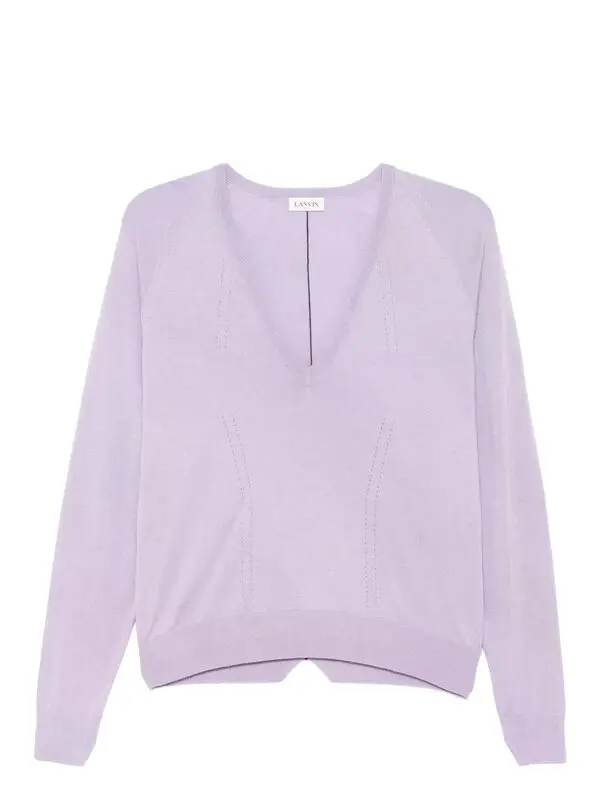 LANVIN Pointelle-trim Sweater - Purple