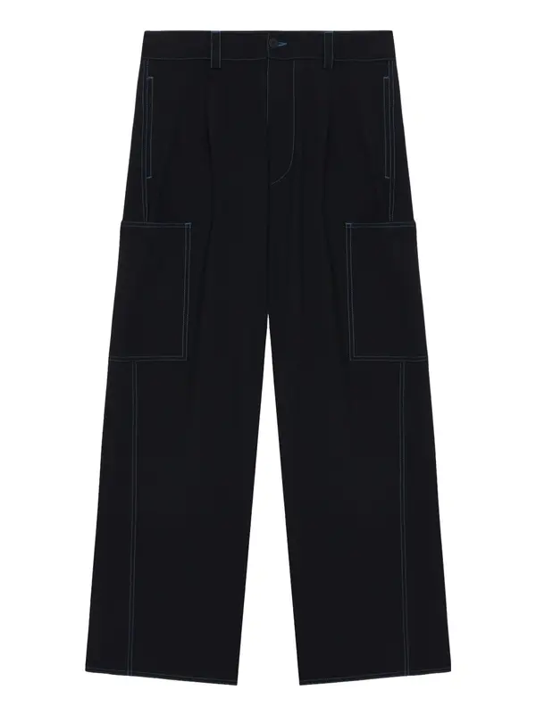 Sunnei Contrast-stitching Wide-leg Trousers - Blue