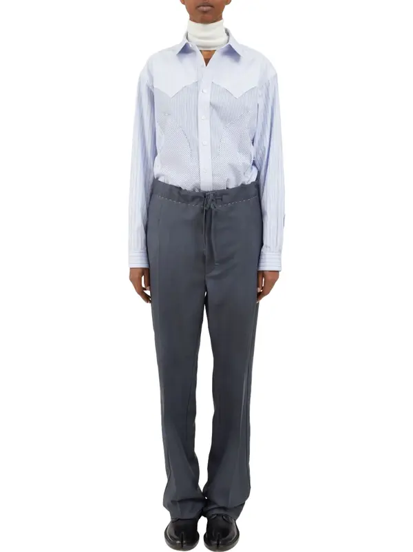 MAISON MARGIELA Moiré-effect Straight-leg Trousers - Grey