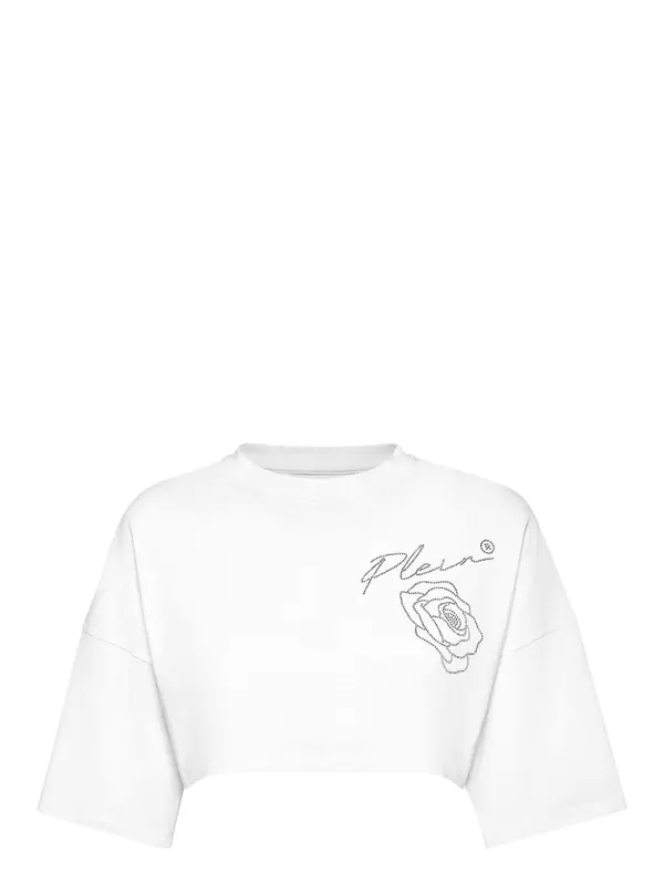 Philipp Plein Roses Cropped T-shirt - White