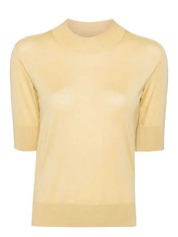 JIL SANDER Mock-neck Knitted Top - Yellow