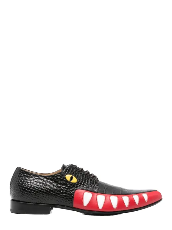 WALTER VAN BEIRENDONCK Crocodile Embossed Leather Shoes - Black