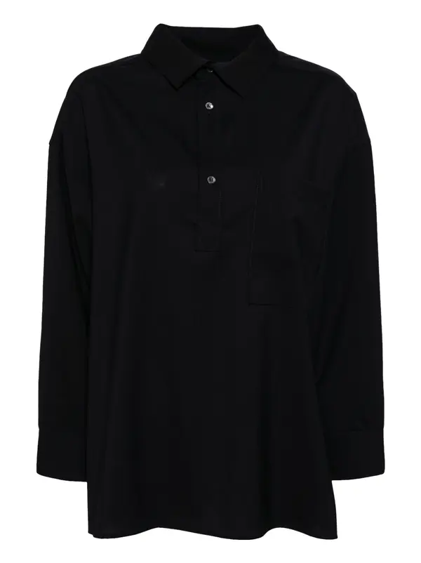 DARKPARK Button-up Wool Polo Top - Blue