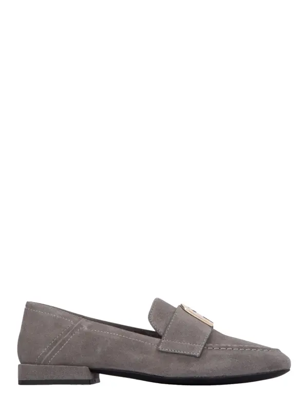 Furla Plaque Suede Loafers - Grey