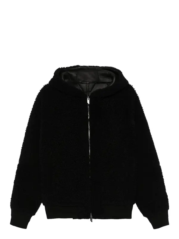 SALVATORE SANTORO Shearling Hooded Jacket - Black