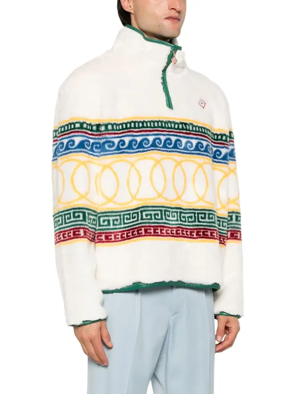 Casablanca Jacquard Faux-fur Sweater - White