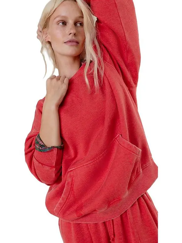 Free People Cotton Blend Pullover - Silk Red