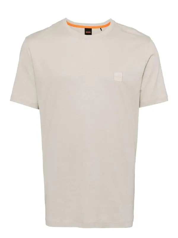 BOSS Logo Patch Cotton T-shirt - Neutrals