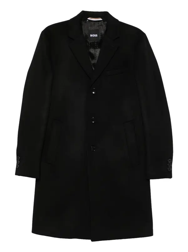 BOSS Virgin Wool-cashmere Felted Coat - Black