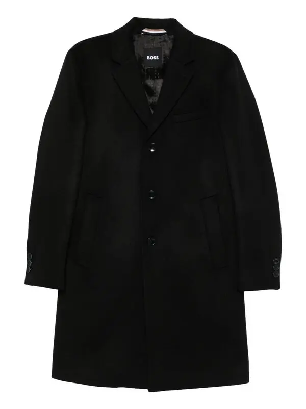BOSS Virgin Wool-cashmere Felted Coat - Black