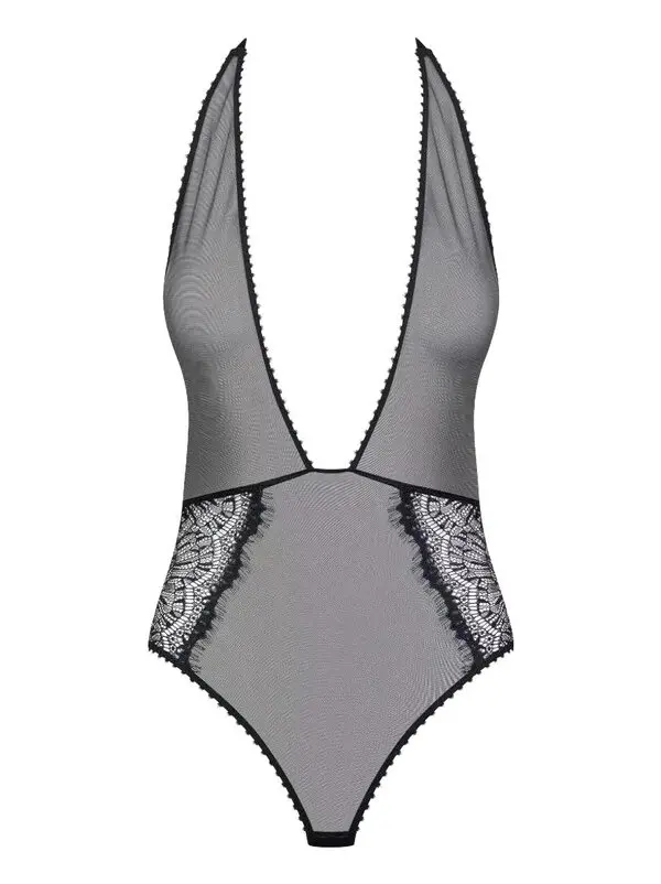 MAISON CLOSE Sheer Bodysuit - Black