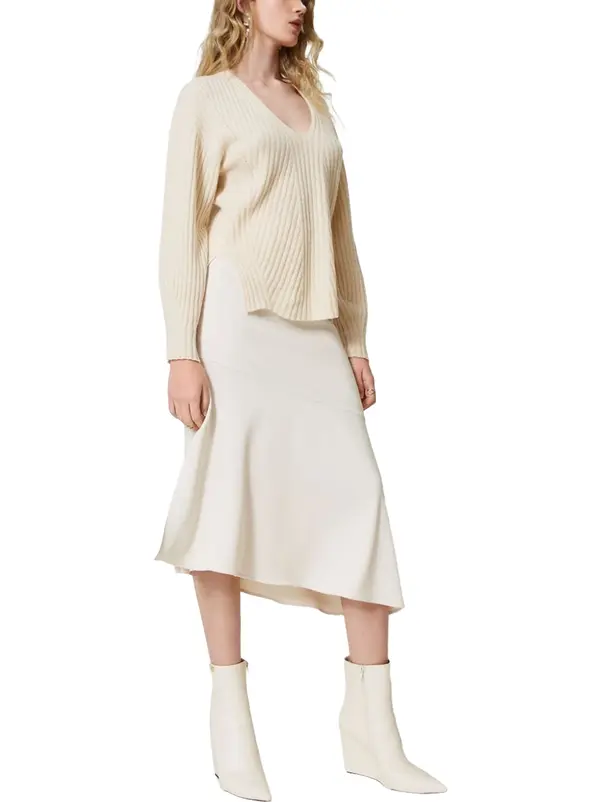 TWINSET T Chain Midi Skirt - White