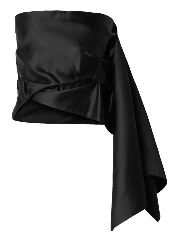 THE ROW Nana Strapless Draped Satin Top - Black