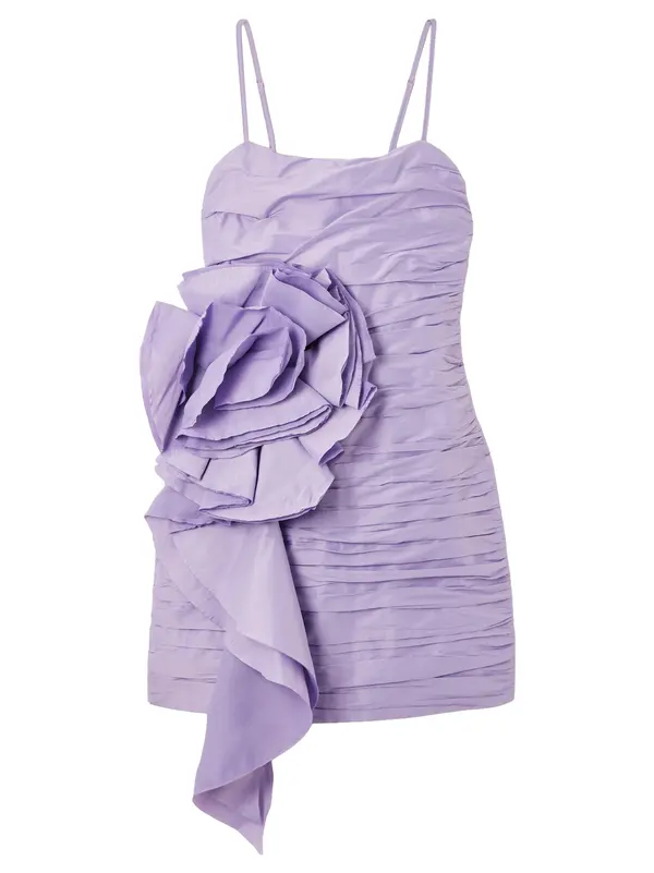 Aje Potion Spiral Appliquéd Ruched Crepe Mini Dress - Purple