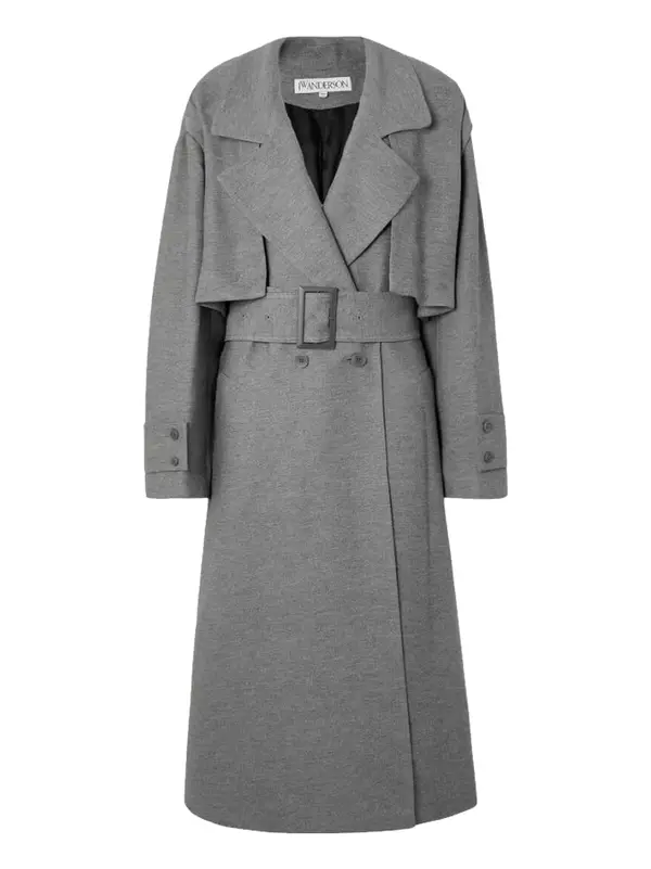 JW Anderson Double-breasted Crepe Trench Coat - Gray
