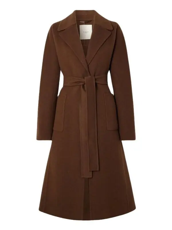 Purdey Portman Belted Wool And Cashmere-blend Coat - Brown