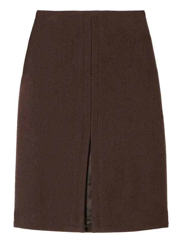 Dries Van Noten Wool Midi Skirt - Brown