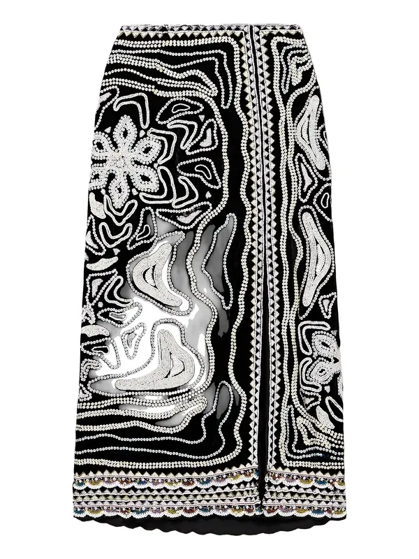 Ulla Johnson Adara Embellished Velvet Midi Skirt - Black