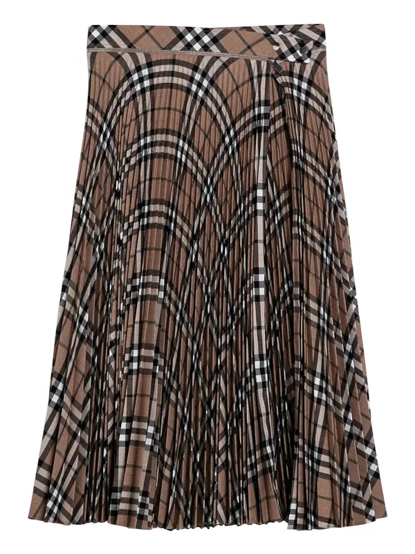 Burberry Check Pattern Pleated Skirt - Beige