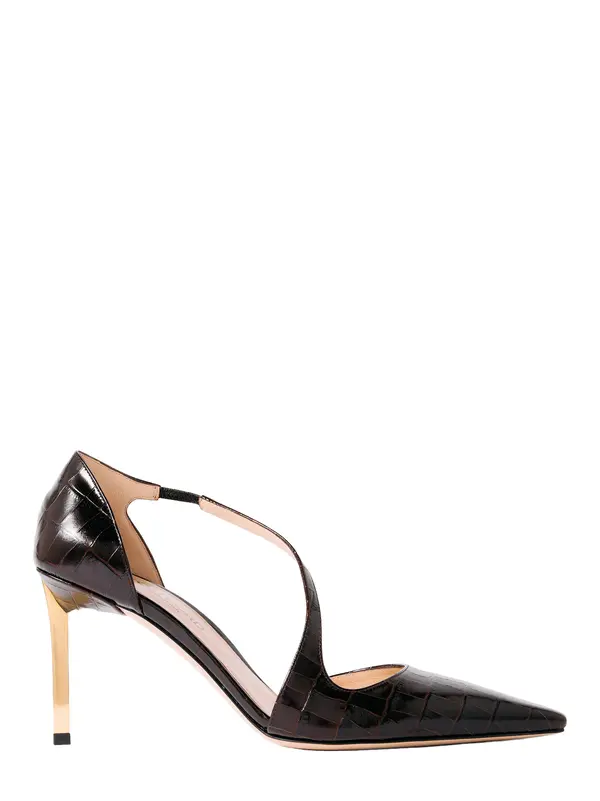 TOM FORD Newton Croc-effect Leather Pumps - Brown