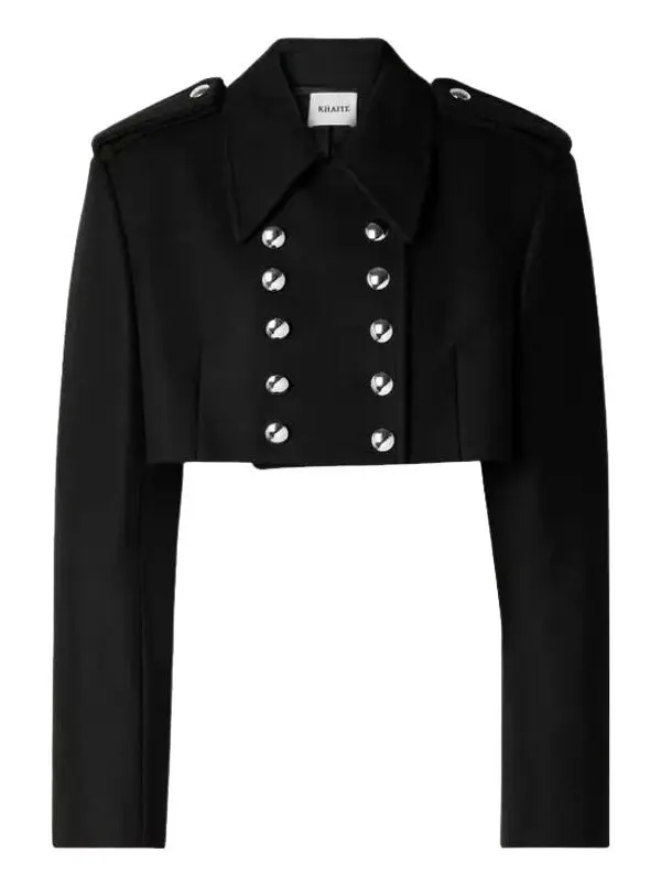 Khaite Leara Double-breasted Cropped Felt Jacket - Black