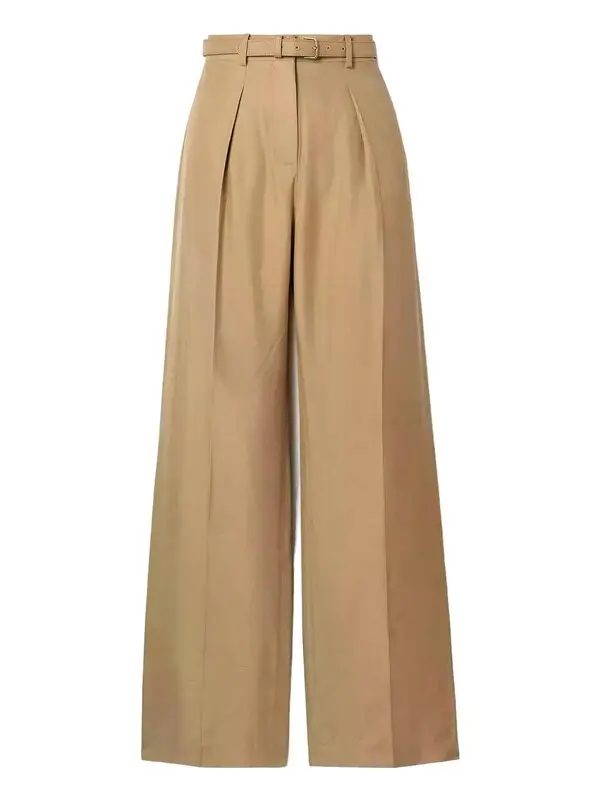 Loro Piana Edward Belted Silk Wide-leg Pants - Neutrals