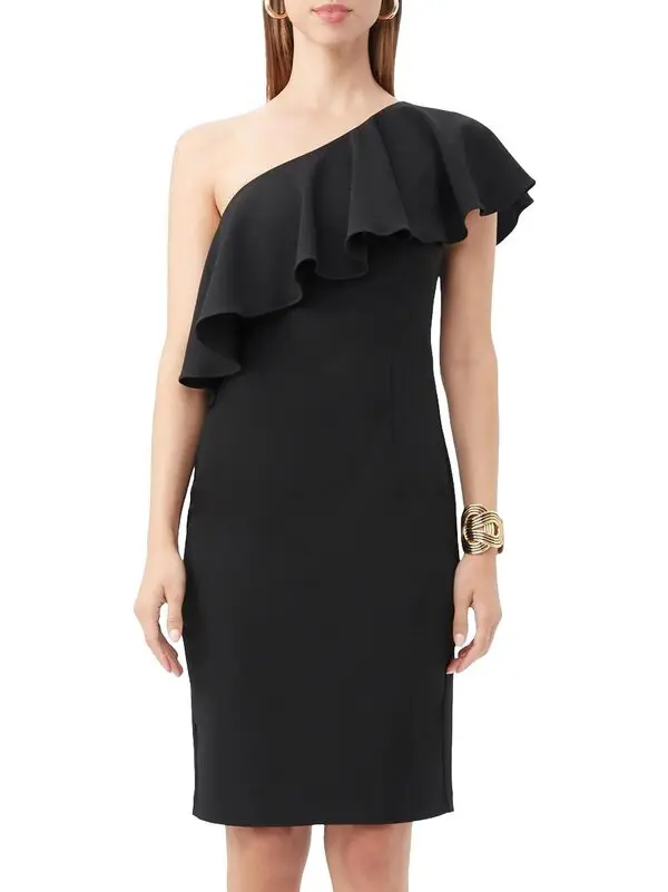 Trina Turk Luau Ruffled One-shoulder Dress - Black