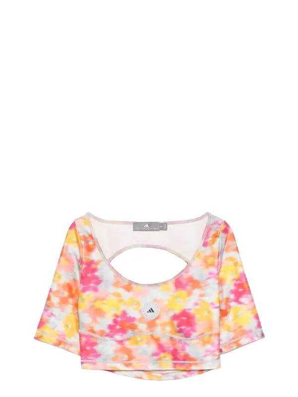 Adidas By Stella McCartney Abstract-print Cropped Top - Pink