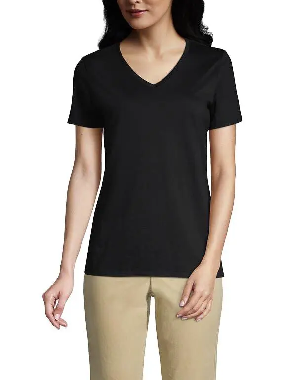 LANDS' END Relaxed Supima Cotton V-neck T-shirt - Black