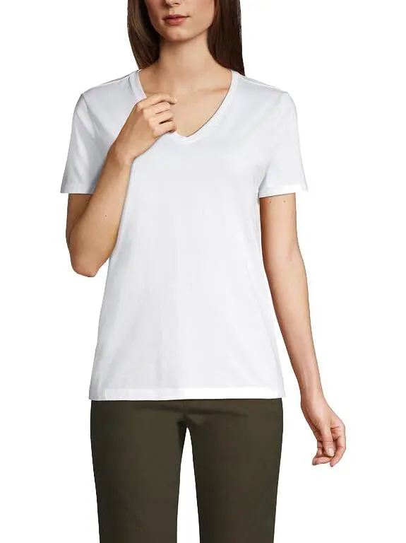 LANDS' END Relaxed Supima Cotton V-neck T-shirt - White