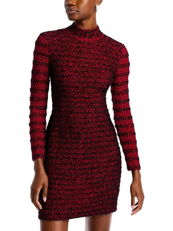 Misook Eyelash Knit Sheath Dress - Rouge/black