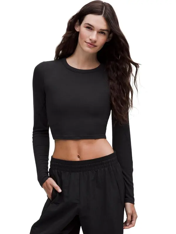 Lululemon Hold Tight Straight-hem Cropped Long-sleeve Shirt - Black