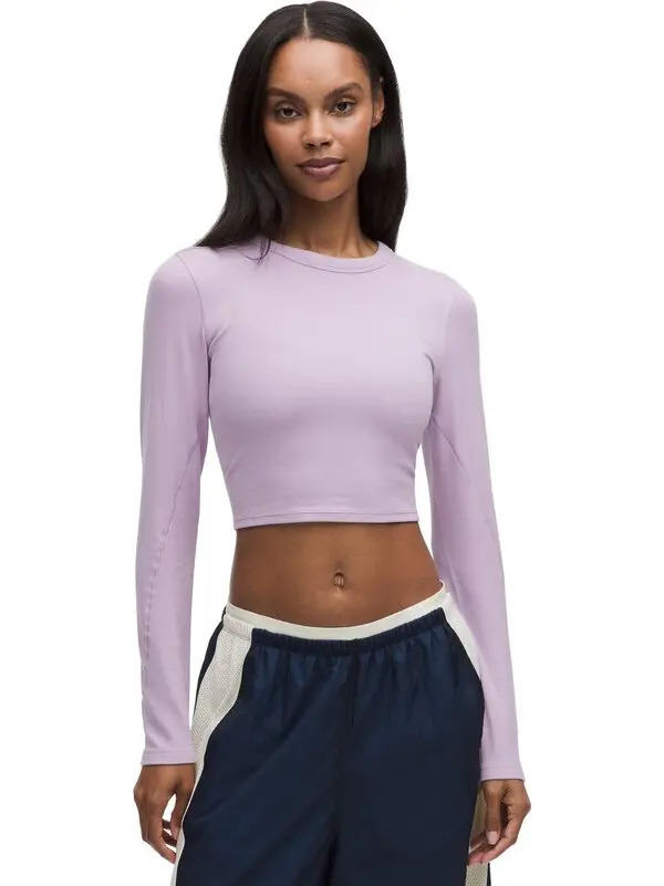 Lululemon Hold Tight Straight-hem Cropped Long-sleeve Shirt - Lilac Play