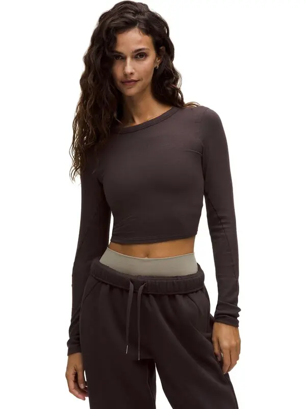 Lululemon Hold Tight Straight-hem Cropped Long-sleeve Shirt - Sequoia