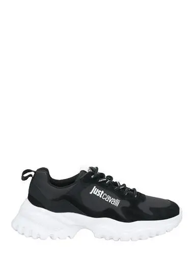 Just Cavalli Sneakers In Leather And Textile Fibers - Black