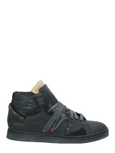 HIDNANDER Leather Snakeskin-print High-top Sneakers - Black