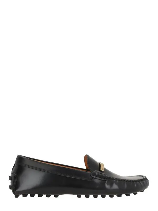 TOD'S Leather Loafers With Horsebit Detail - Black