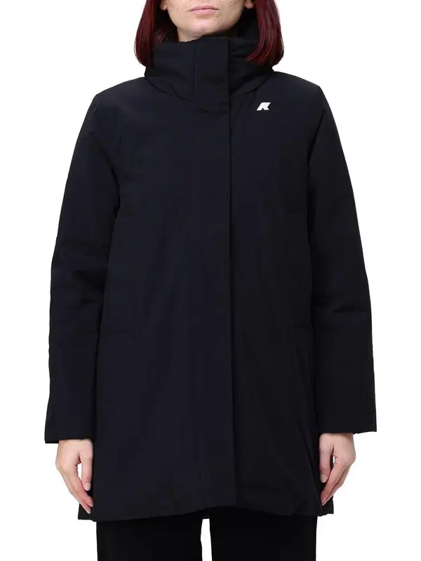 K-WAY Marla Short Padded Nylon Windbreaker Jacket With Hood - Black