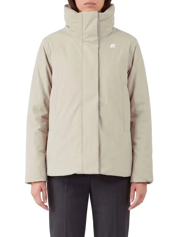 K-WAY Marla Padded Hooded Windbreaker Jacket - Beige