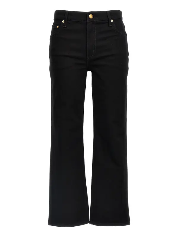 Tory Burch Cropped Kick Flare Jeans - Black