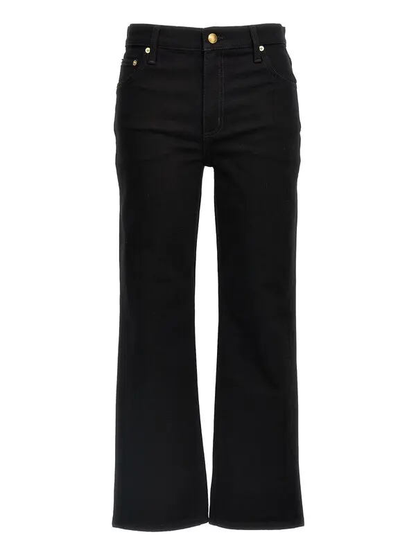 Tory Burch Cropped Kick Flare Jeans - Black
