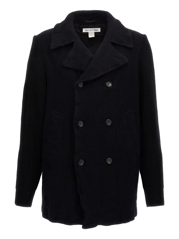 Comme Des Garçons Double-breasted Wool Coat - Blue